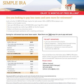 Take advantage of ADP's Simple IRA Promotion for upcoming month. Great ...