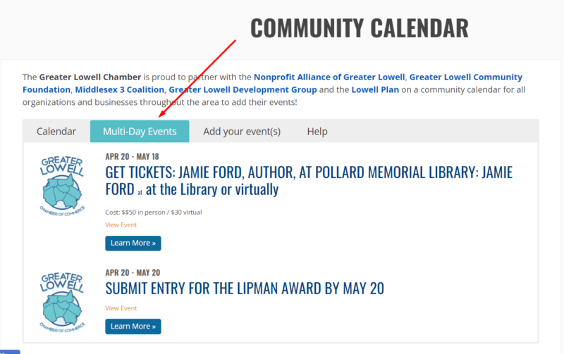 Community Calendar - Greater Lowell Chamber of Commerce